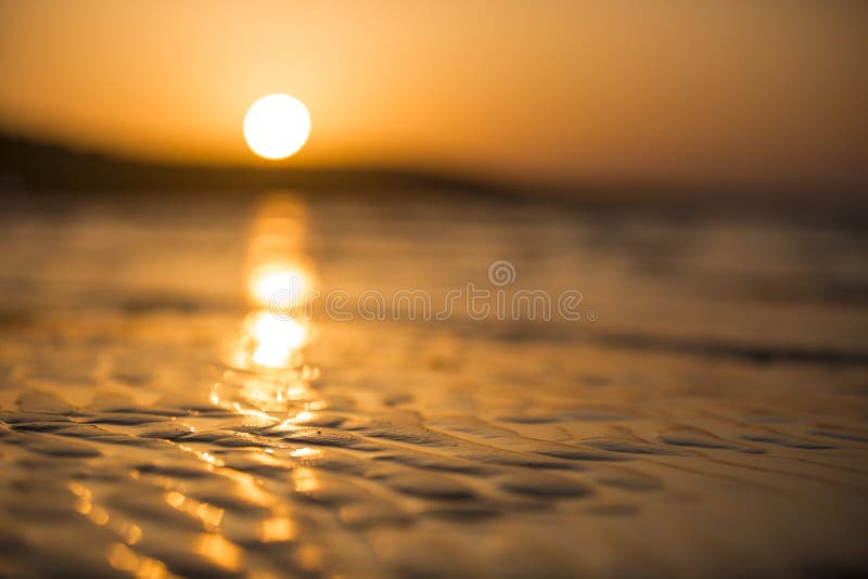 Wet Sand the Beach at Sunset Stock Image - Image of beach, sitting ...