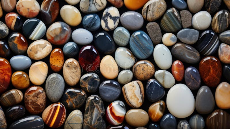 Wet Sea Pebble Stones with Different Colors and Patterns. Neural ...
