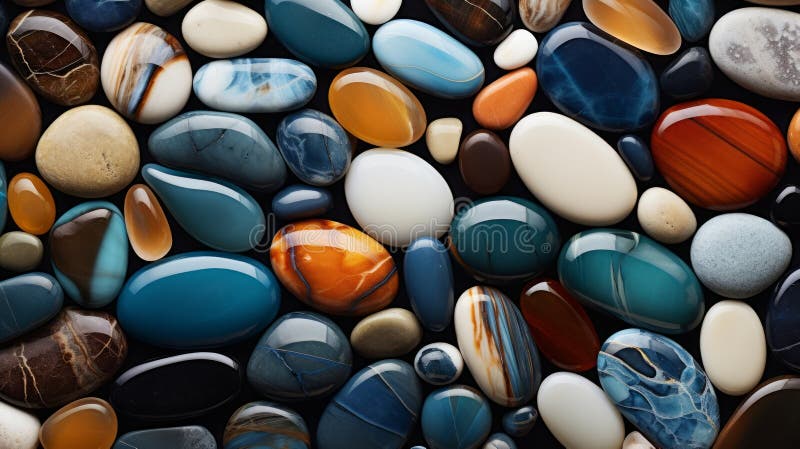 Wet Sea Pebble Stones with Different Colors and Patterns. Neural ...