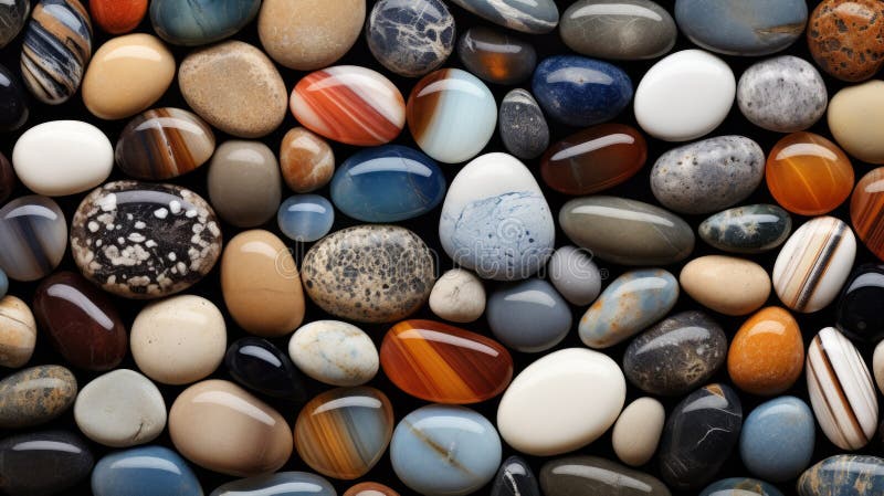 Wet Sea Pebble Stones with Different Colors and Patterns. Neural ...