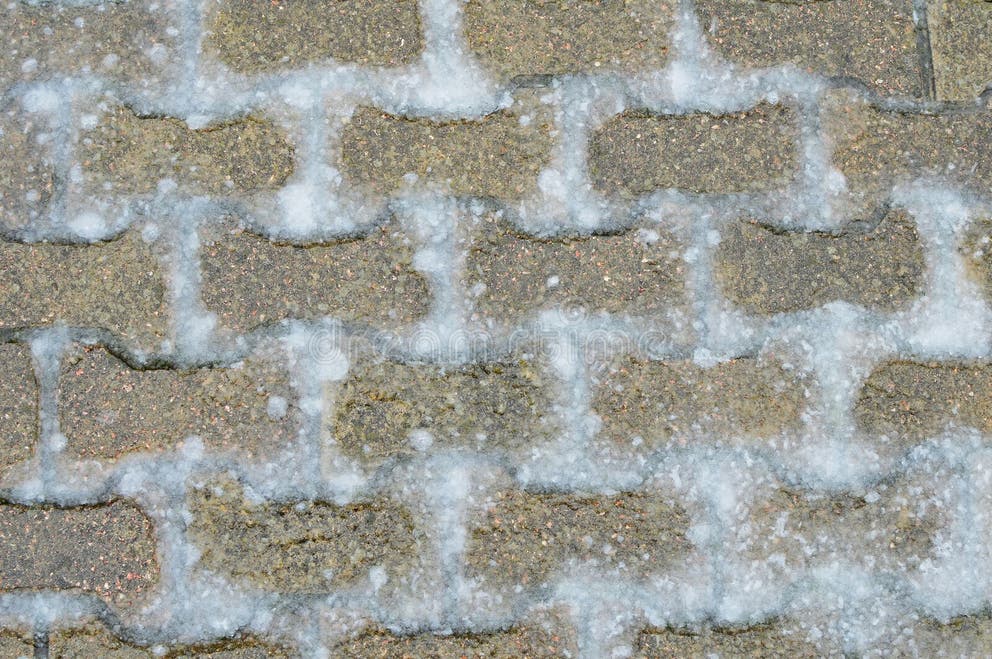 Wet snow on the pavement stock photo. Image of texture - 378495422