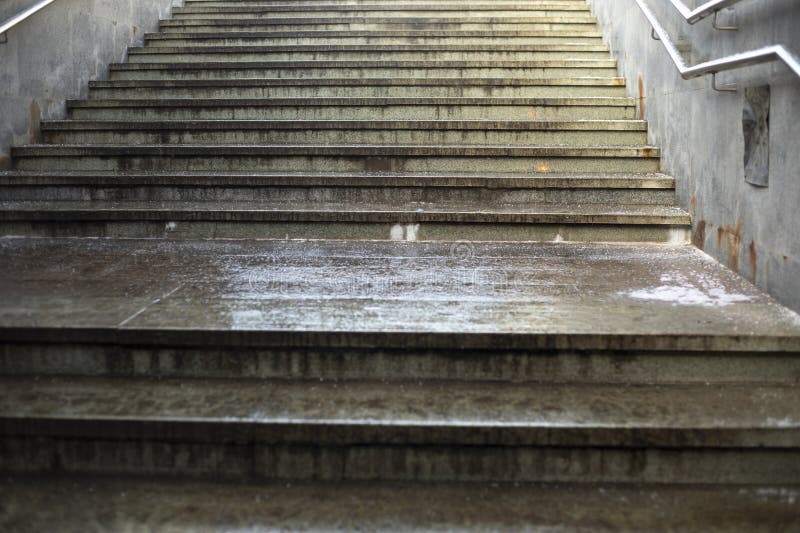 Wet Steps in an Underground Passage. Staircase in the City Stock Image ...