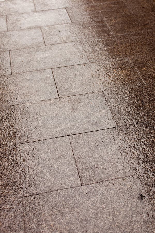 Wet Stone Pavement in the Street Stock Photo - Image of footpath ...