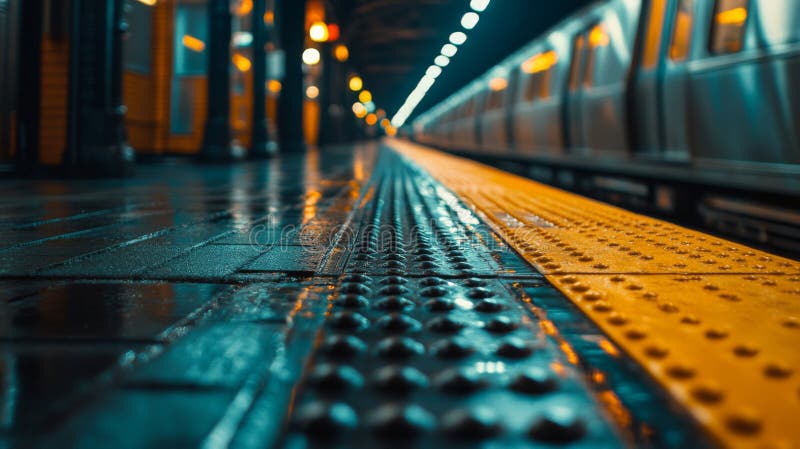 Wet Subway Platform Night Train Approaching Stock Illustration ...