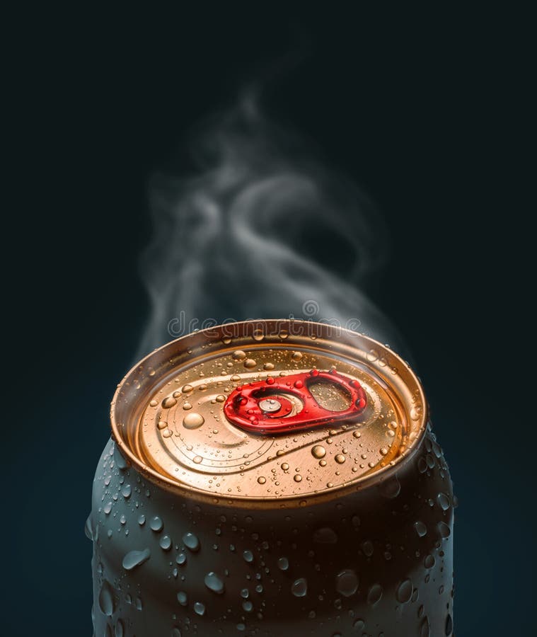 Wet Surface of a Metal Can with Steam Close Up in the Dark Stock ...