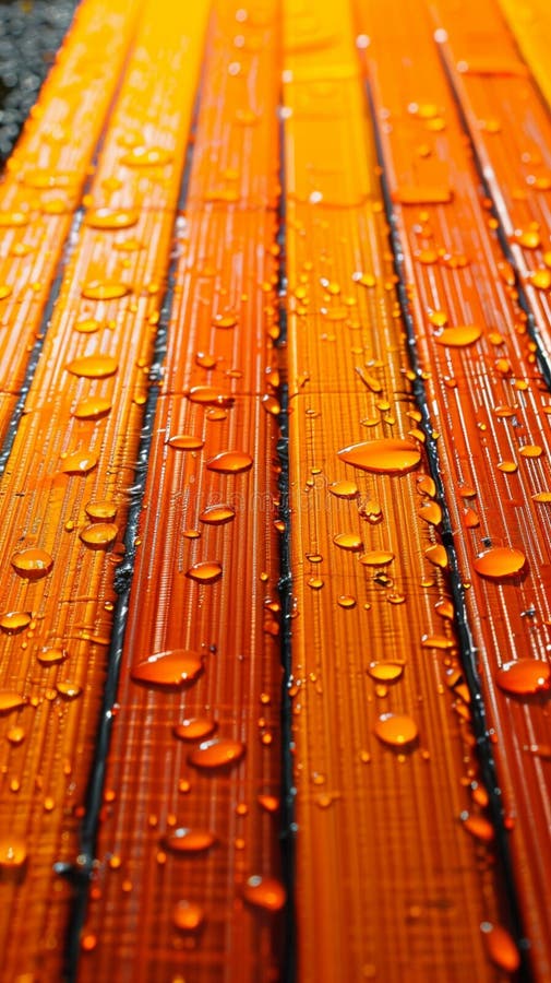 Wet Surface with Vibrant Orange Stripes, Creating Visually Textured ...