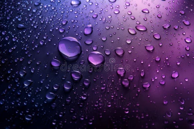 Wet Surface Violet Background. Water Droplets on Dark Purple Banner ...