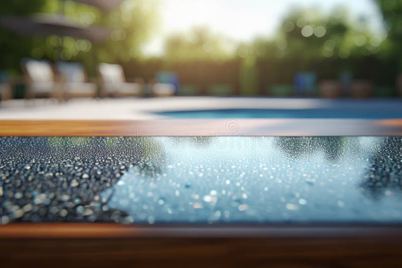 The Wet Table Top by the Pool Outside, in Summer Stock Illustration ...