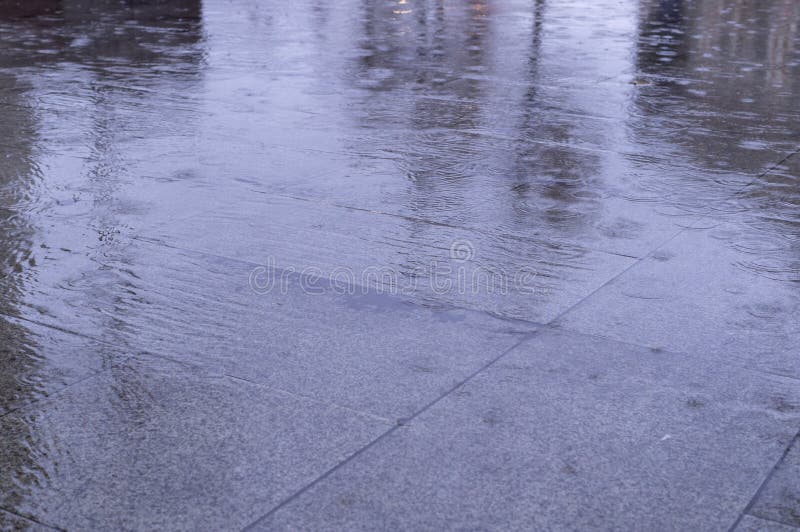 Tiled Sidewalk Pavement at Rainy Day. Background, Texture. Stock Image ...