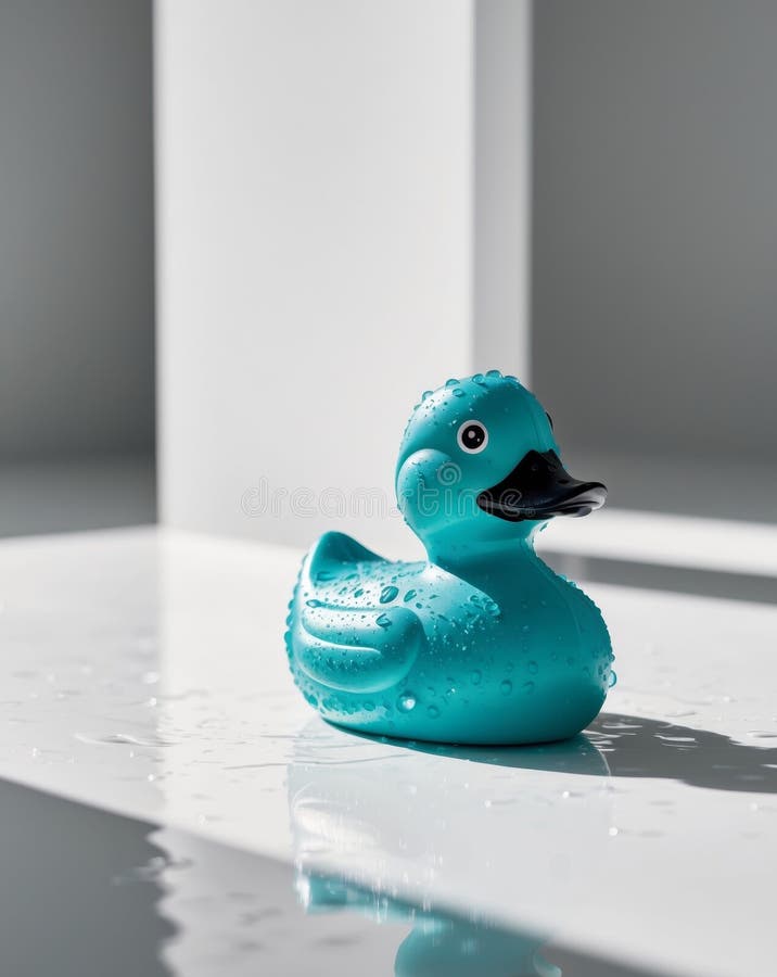Wet Turquoise Rubber Duck with Water Droplets in Studio Stock Photo - Image of impermeable ...
