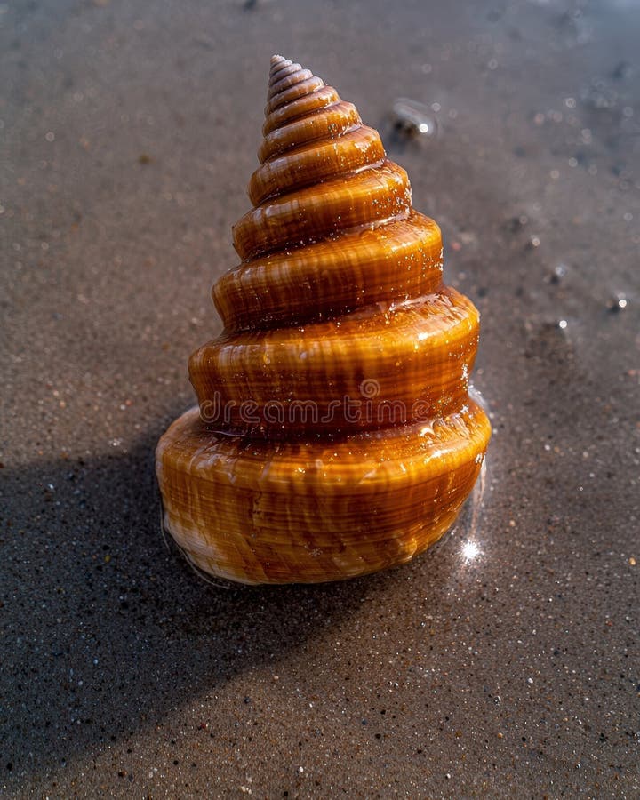 A Wet Turret Shell on a Sandy Beach. Stock Illustration - Illustration ...