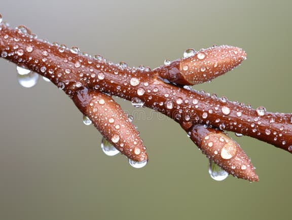Wet Twigs with Water Droplets Stock Illustration - Illustration of plant, texture: 344844839