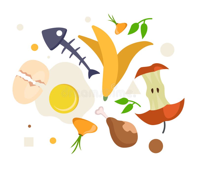 Wet Waste - Food Wastage - Icon Stock Vector - Illustration of ...