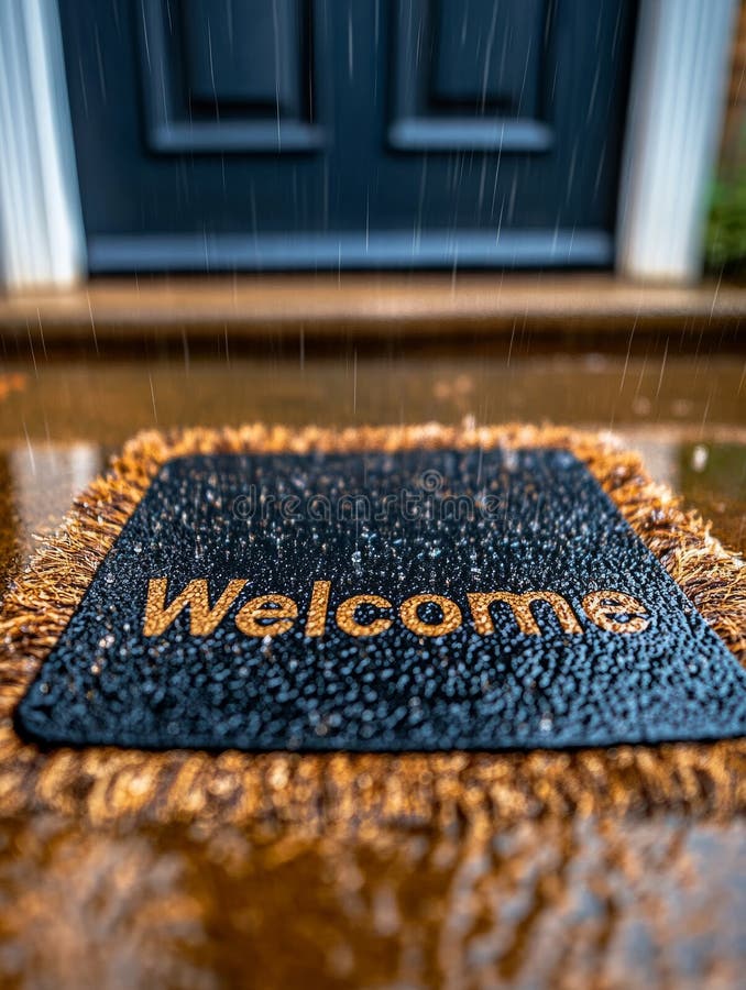 Wet Welcome Mat Rainy Doorstep Entrance Stock Photos - Free & Royalty ...