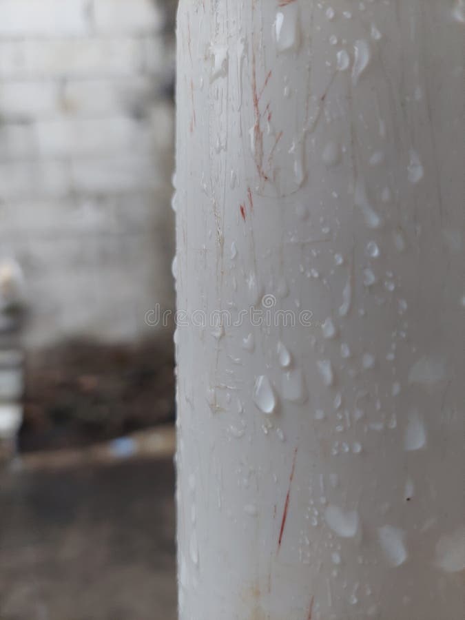Wet White Pipe and Raining Outside Stock Image - Image of raining ...