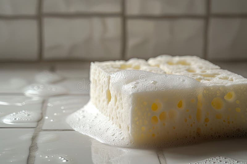 Wet White Sponge in Bathroom Stock Illustration - Illustration of ...