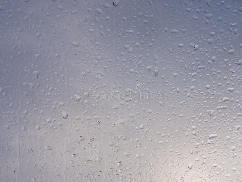 Wet Window with Rain Drops and a Cloudy Sky Outside Stock Photo - Image ...