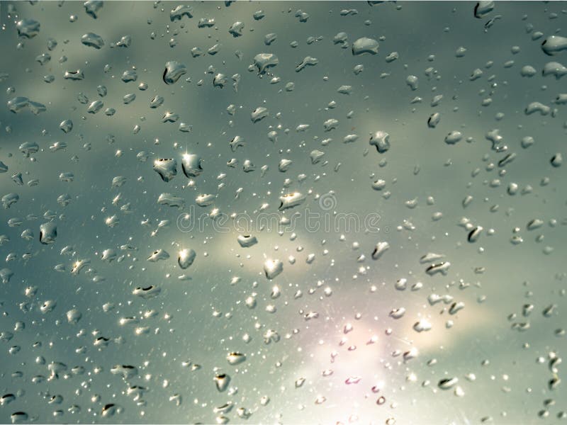 Wet Window with Rain Drops and a Cloudy Sky Outside Stock Image - Image ...