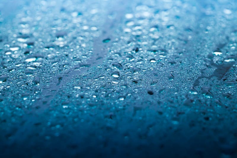 Wet Windshield, Blue Glass Surface Stock Photo - Image of abstract ...