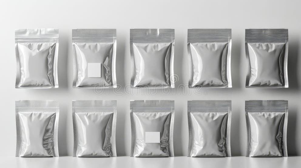 Wet Wipe Packages Lined Up on a White Base Stock Image - Image of ...