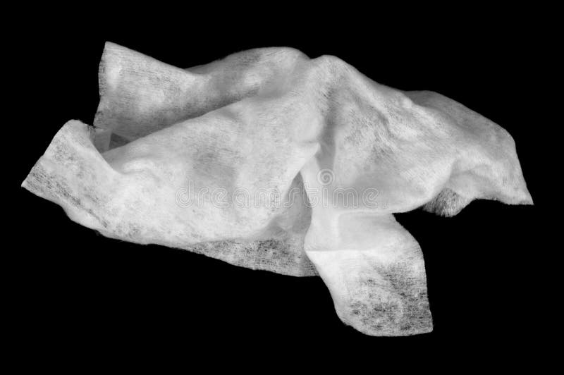 Wet Wipes on Black Background. Wet White Used Napkins Stock Image ...