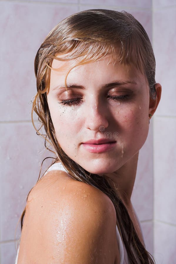Wet woman stock photo. Image of bathroom, lifestyle, personal - 1608836