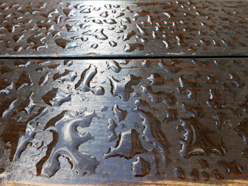 Wet Wooden Table Surface after the Rain Stock Photo - Image of beauty ...