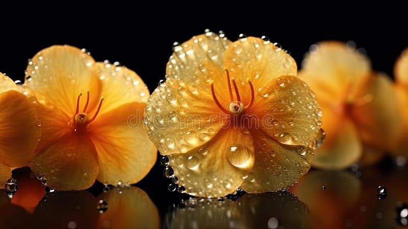 Wet Yellow Apricot Leaves on the Table Blurry Background Stock ...
