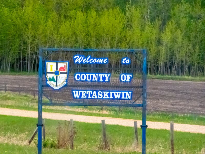 A Sign with the Text: Welcome To County of Wetaskiwin, Set Against a ...