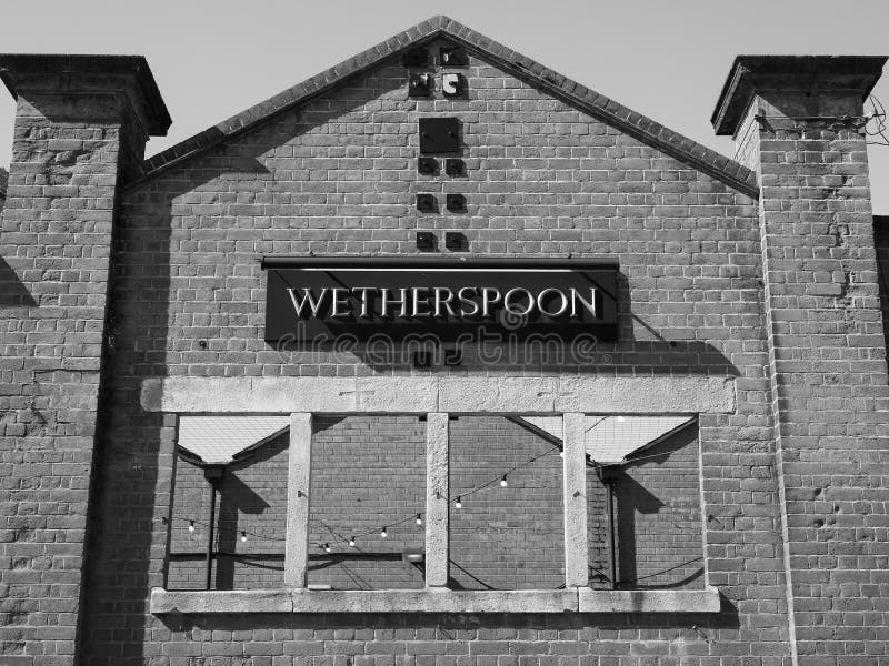 Wetherspoon Pub Sign in Chepstow, Black and White Editorial Photography ...