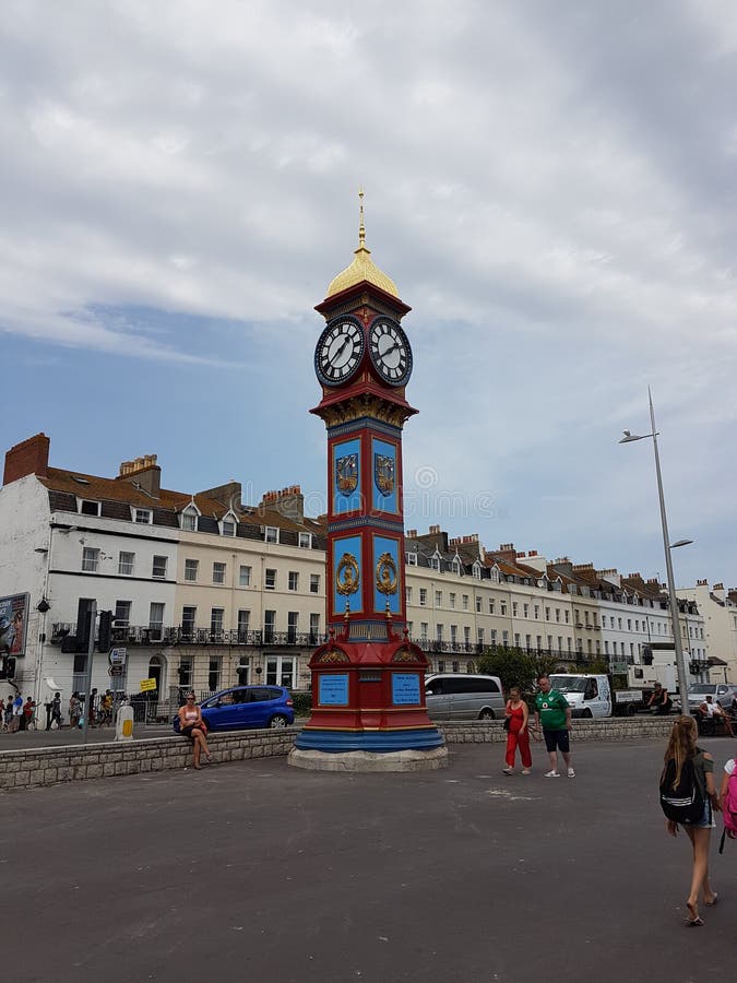 Weymouth Clock on Promenade Editorial Stock Image - Image of busy ...