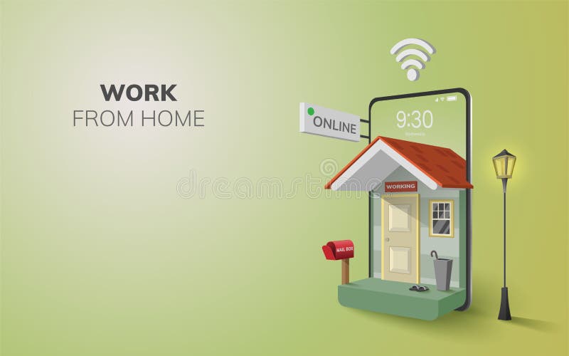 Digital Online Work from Home Internet Application on Phone Stock ...