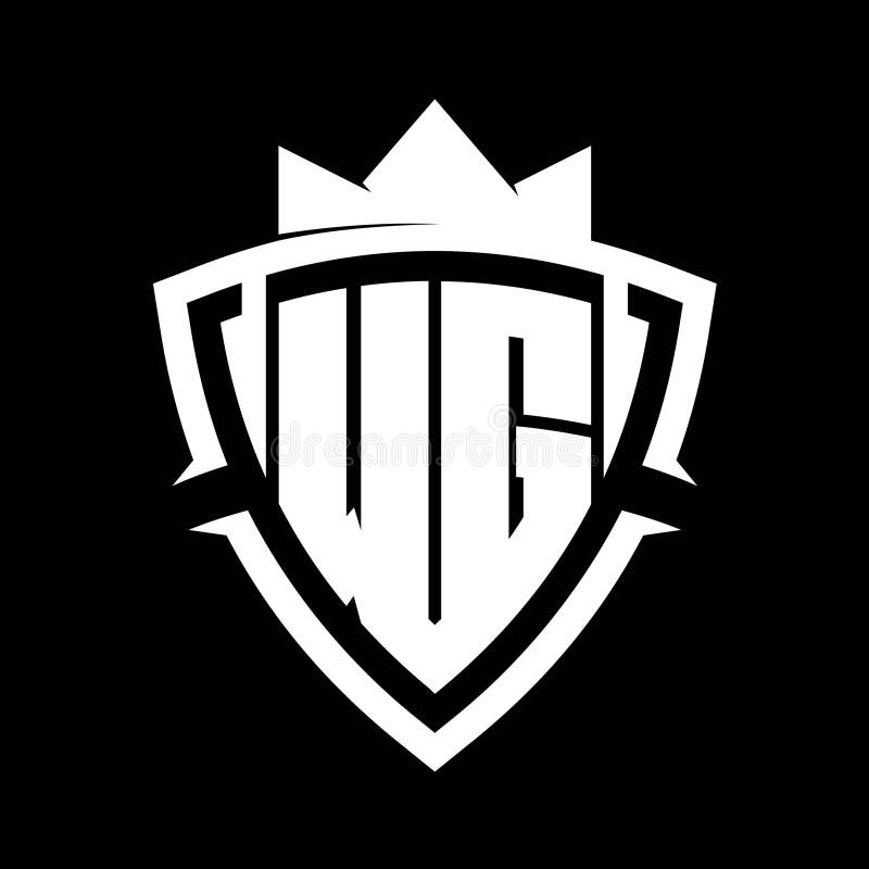 WG Letter Monogram with Triangle Curve Shield Shape with Crown White ...