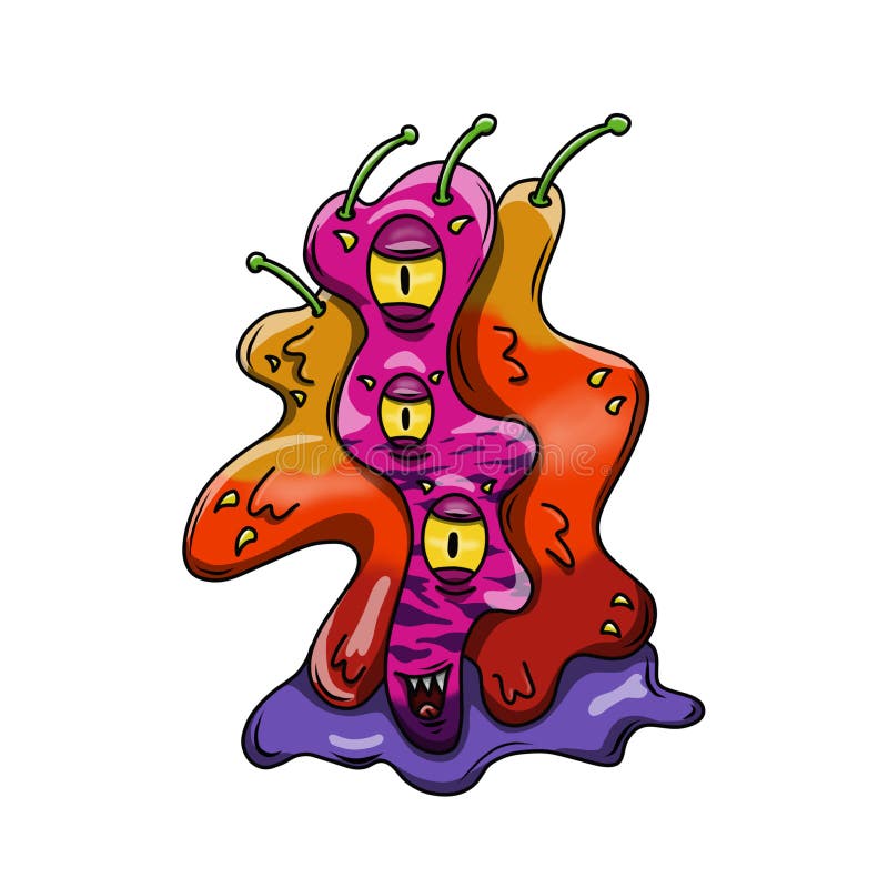 Whacky, Crazy Space Alien or Monster Cartoon. Isolated on White Stock ...