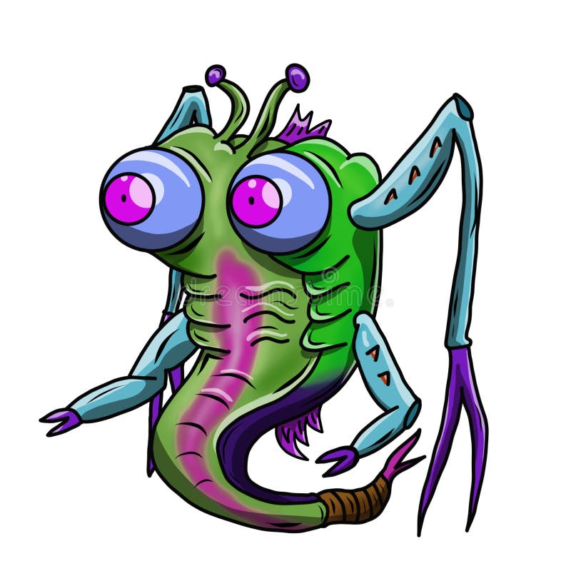 Whacky, Crazy Space Alien or Monster Cartoon. Isolated on White Stock ...