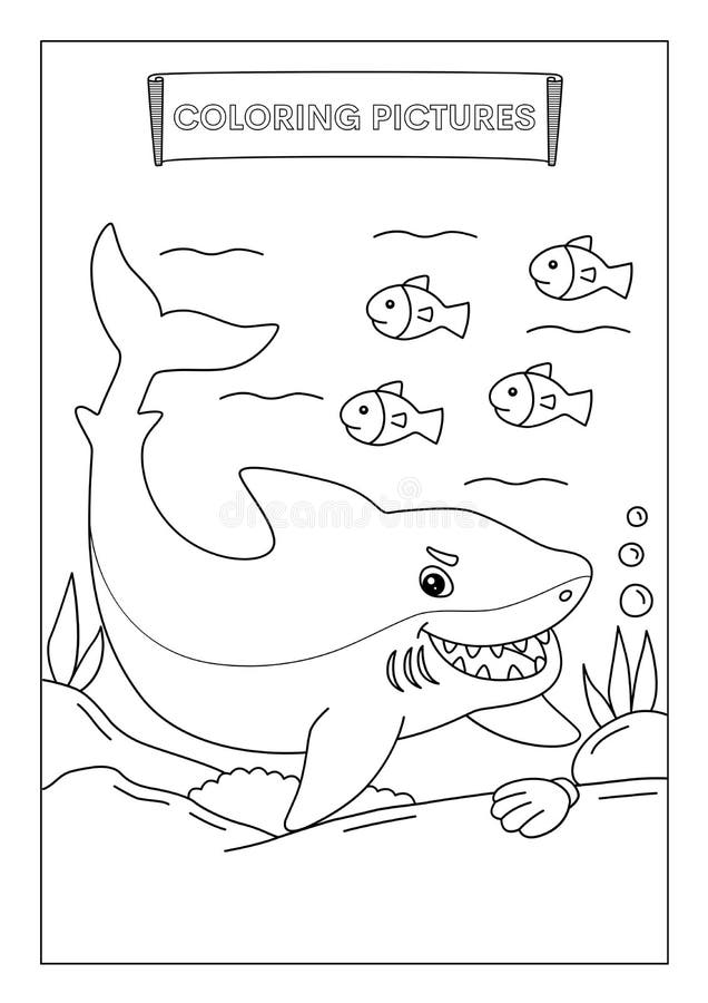 Shark Coloring Book for Kids Stock Illustration - Illustration of shark ...