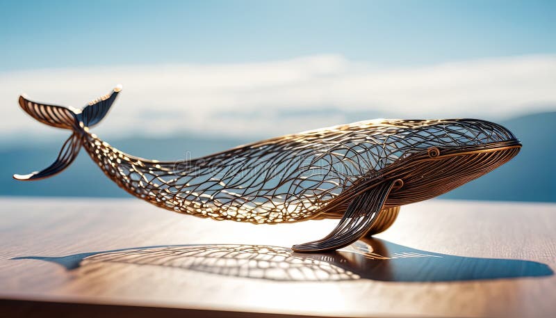 Whale Bent Wire Animal Figure on Blurred Backdrop, Abstract Wire Animal ...