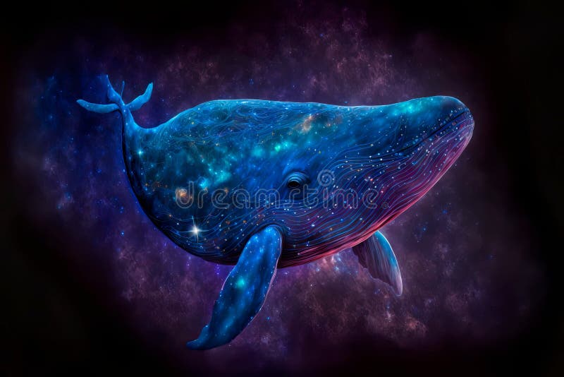 Whale Breaching in Fantastic Star , Fish in Space. Cute Magical Stock ...