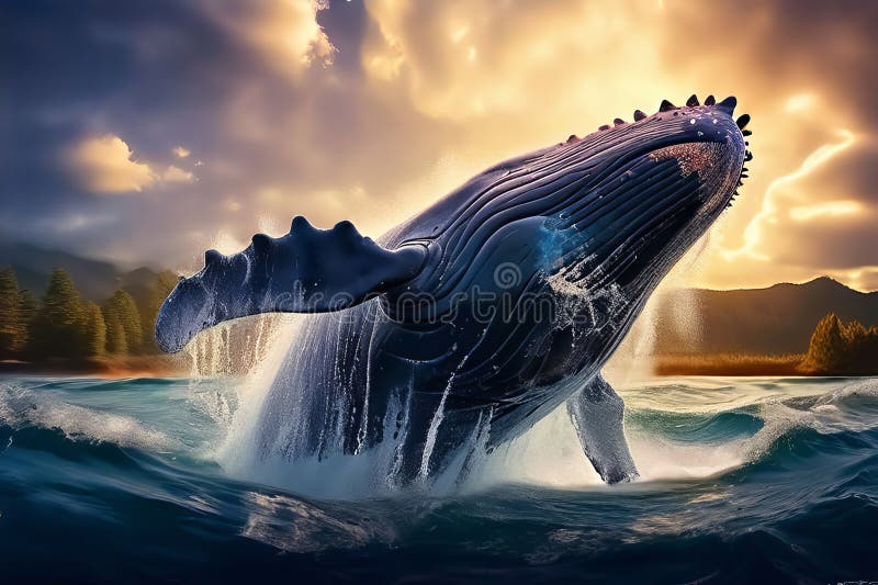 Whale Breaching the Surface of the Water Stock Illustration ...