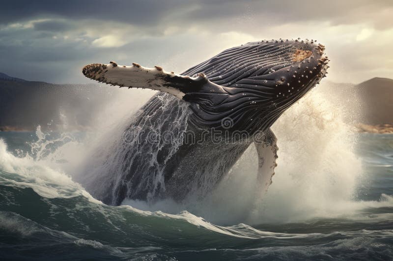 A Whale Breaching Water. Generative AI Stock Photo - Image of animal ...