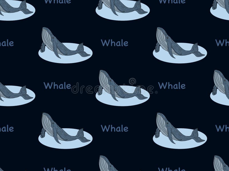 Whale Seamless Pattern on Blue Background Stock Illustration - Illustration of graphic, animal ...