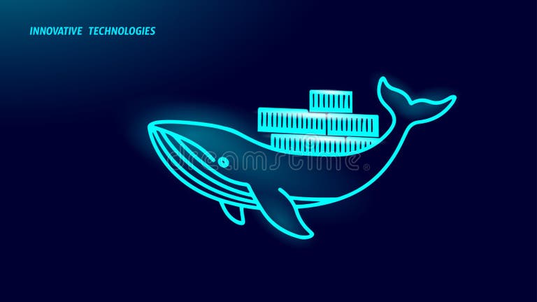 Whale and Container Computer Docker Developer App Concept. Business Digital Open Source Program ...