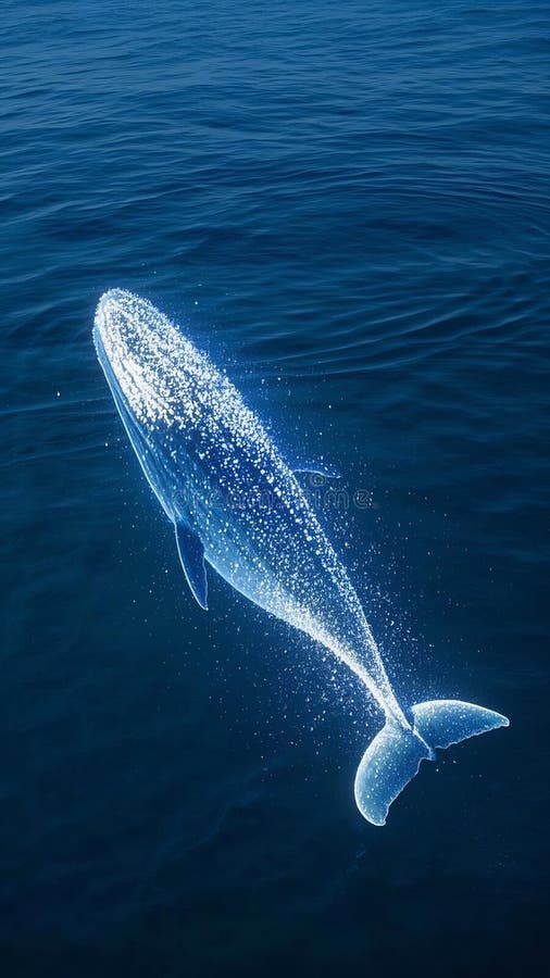 A Whale Covered in Starlight Swims in the Sea and Leaps Out of the ...