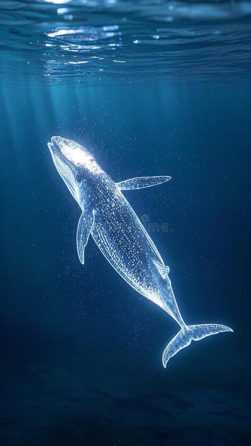 A Whale Covered in Starlight Swims in the Sea and Leaps Out of the ...
