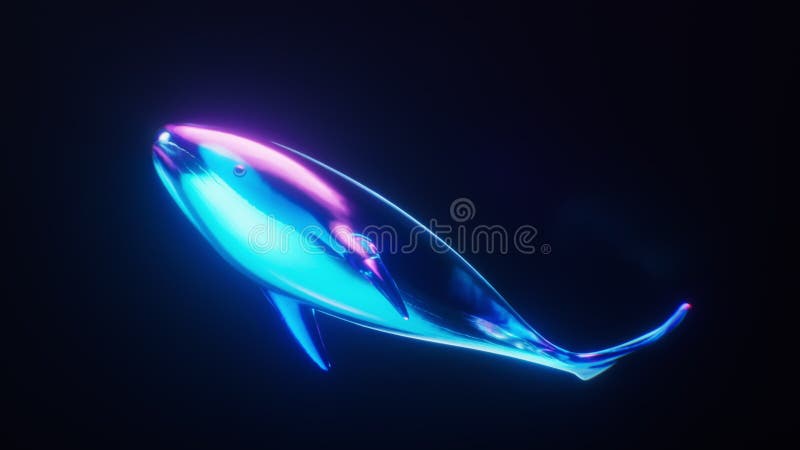 Whale with Dark Neon Light Effect, 3d Rendering Stock Video - Video of underwater, isolated ...