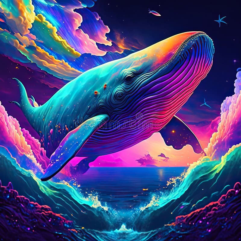Whale in Deep Space. Illustration of a Whale in Deep Space Stock ...