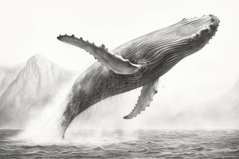 Whale Drawing, Whale Pencil Drawing Vintage. Generative Ai Stock ...