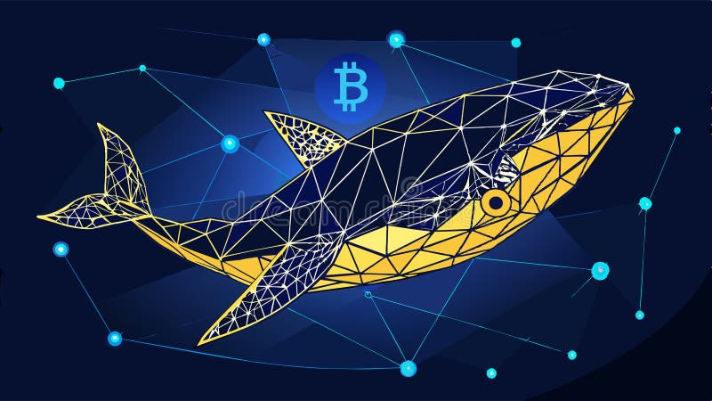 Whale Eating Bitcoin, Cryptocurrency. Low Polygon Line, Triangles, and ...