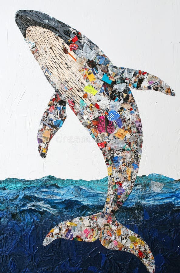 Whale Illustration Made from Ocean Pollution, Highlighting ...