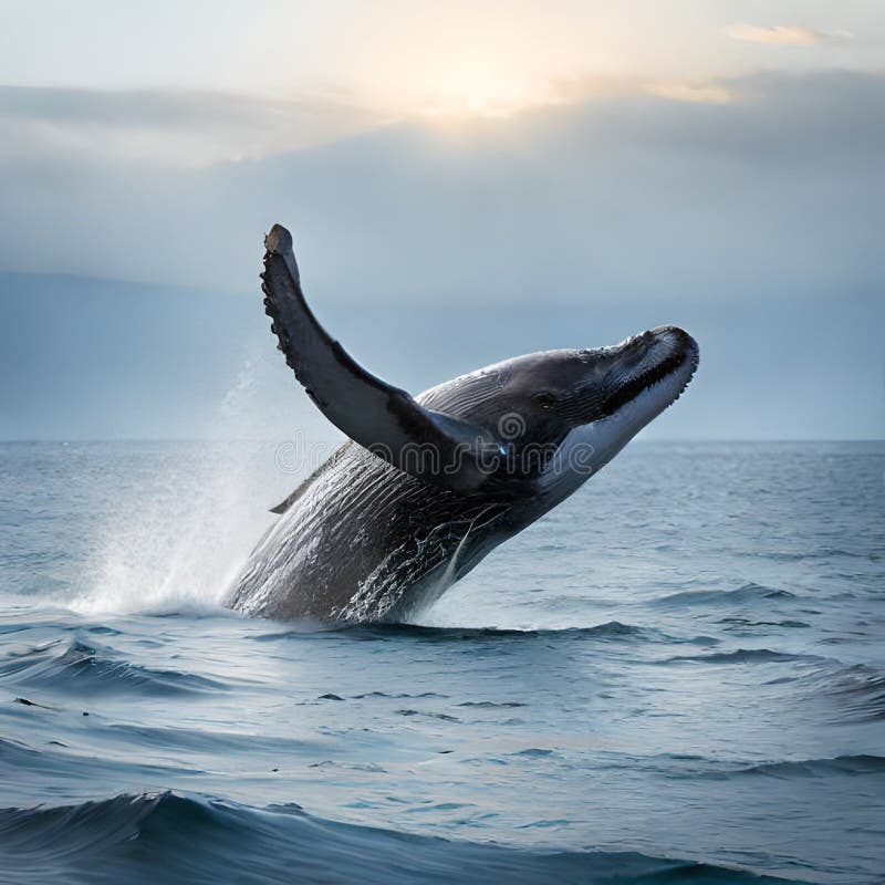 Whale jumping from the sea stock illustration. Illustration of seal ...